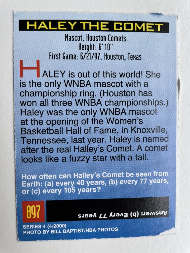 Haley The Comet (WNBA Houston Comets Mascot): Sports Illustrated Kids Card 1999 | eBay