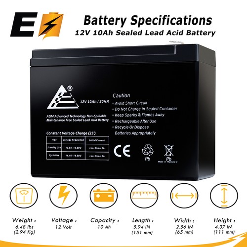 ExpertBattery 12V 10AH SLA Battery Replacement for CooPower CP12-10 | eBay
