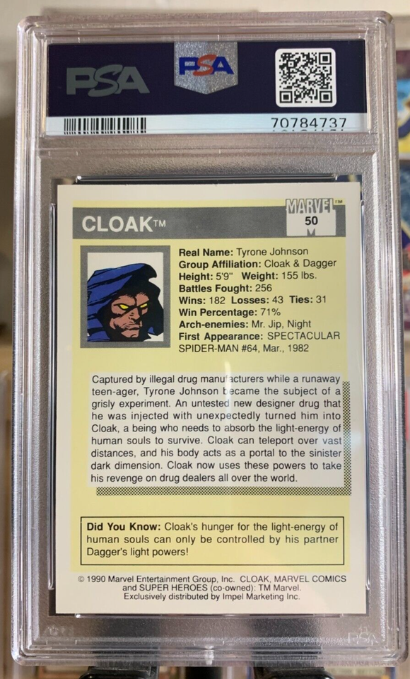 1990 Marvel Universe Cloak PSA 9 #50 | eBay