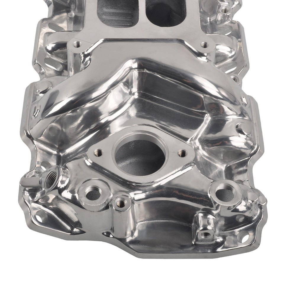 Intake Manifold Dual Plane Polish Aluminum For SBC Small Block Chevy ...