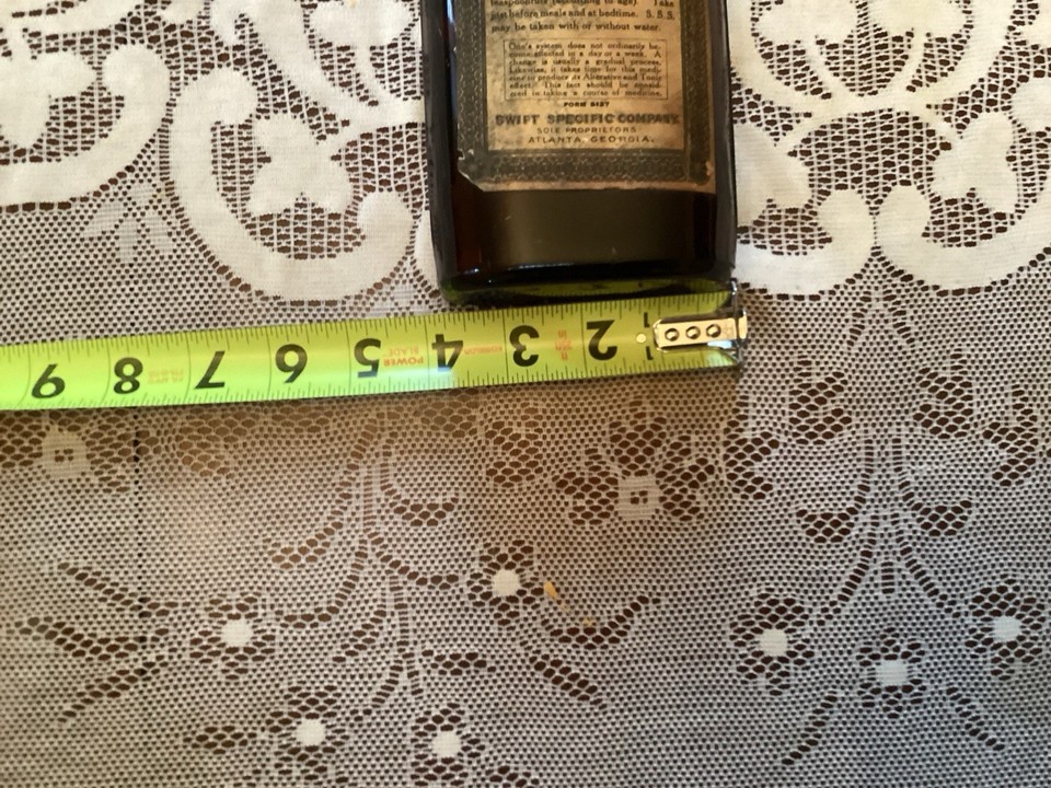 Vintage S.S.S. Tonic Brown Glass Bottle Empty Swift Specific Co - Empty ...