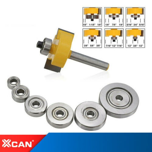 Rabbet Router Bit Set 1/4 With 6 Bearings Tenon Cutter Wood Milling ...