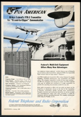 1947 Pan Am airlines plane photo Federal Telephone Radio transmitter ...