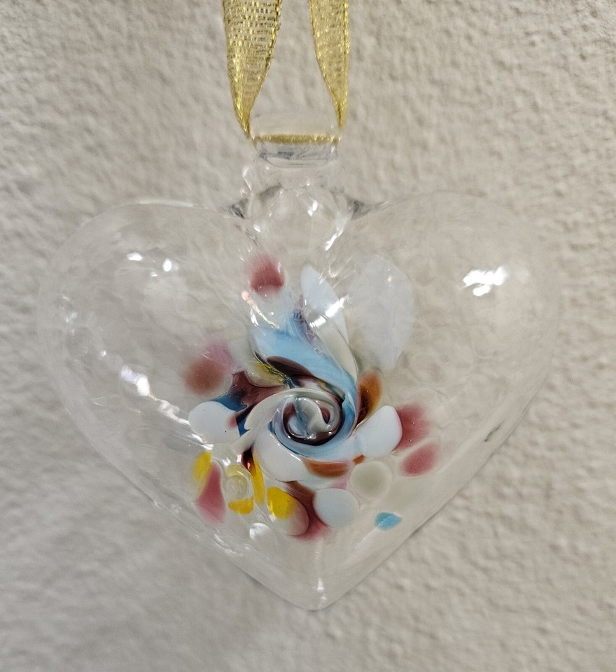 Heart Of Memories 3 Inch Kitras Art Glass Blown Lampwork Love Ornament ...