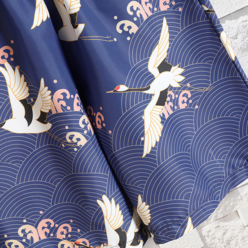 Men Kimono and Shorts Set 3/4 Sleeve Yukata Shirt Tops Half Pants ...