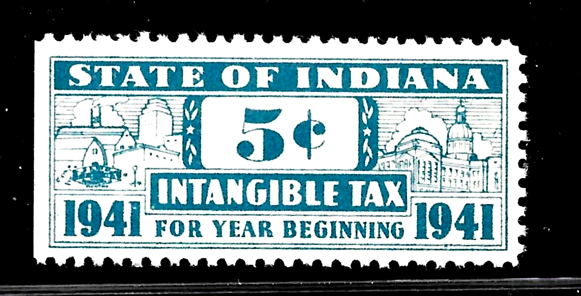 HICK GIRL-OLD MINT STATE OF INDIANA 5 CENTS INTANGIBLE TAX STAMP X5747 ...