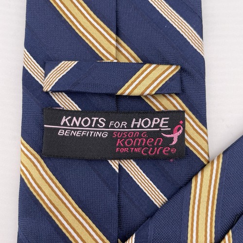 KNOTS FOR HOPE Men's Silk Designer Necktie Black/Blue Geometric 61" EUC ...