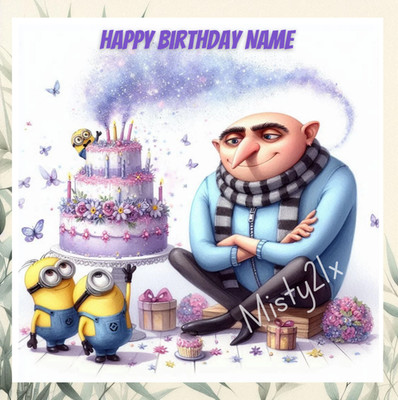 Personalised DESPICABLE Me Greeting Card GRU and MINIONS Cake Candles ...