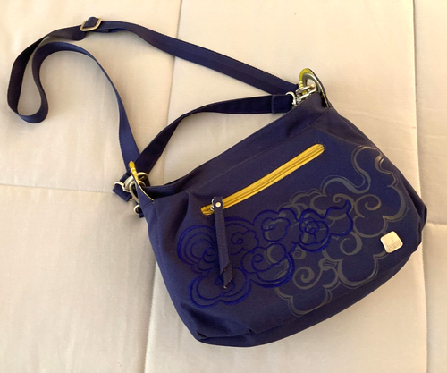 Haiku Royal Blue Embroidered Medium Canvas Adjustable Strap Crossbody ...