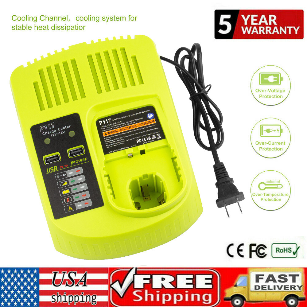 12V-18V P117 P108 Fast Charger for Ryobi P102 P108 Li-ion Ni-cad Ni-Mh ...