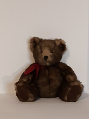 Danny Bear Bombay Plush Toy w/ Red Bow Faux Mohair Stuffed Animal ...