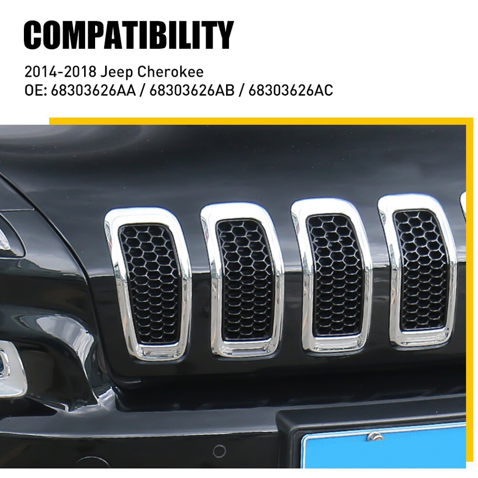 For Jeep Cherokee 2014-2018 7X Chrome Black Honeycomb Mesh Grille Grill ...