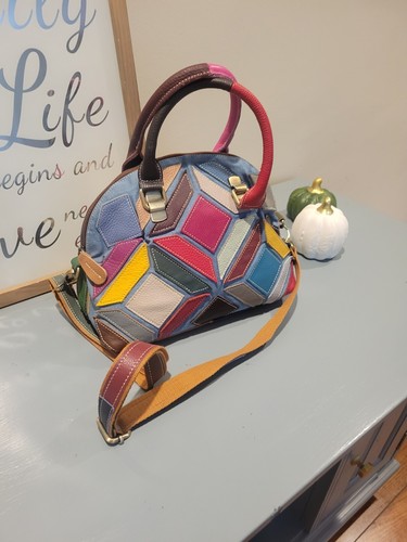 Designer Women's Genuine Leather Multi-color Handbags Elegant Tote ...