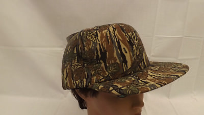 Vtg Ideal brand Insulated Camouflage Hunting Hat/Cap w/Ear Flaps Sz Lrg ...