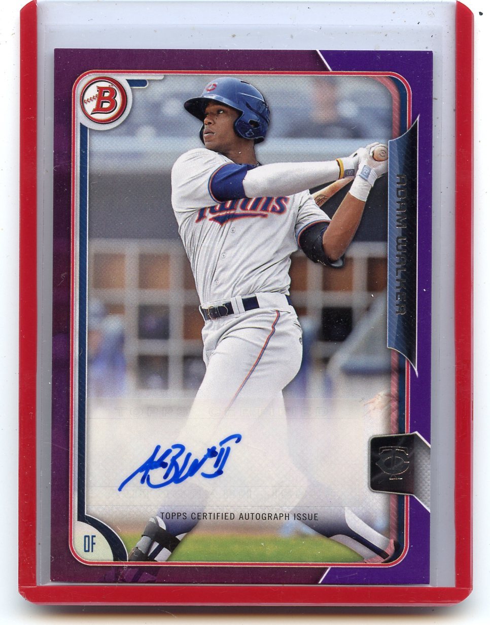 2015 BOWMAN #PA-AW ADAM WALKER AUTOGRAPH "PURPLE BORDER" ROOKIE RC 112/ ...