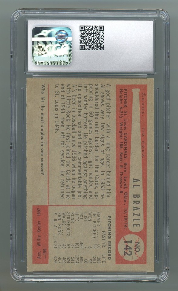 1954 Bowman #142 Al Brazle CGC 8 NM/MINT #1401004331038 | eBay