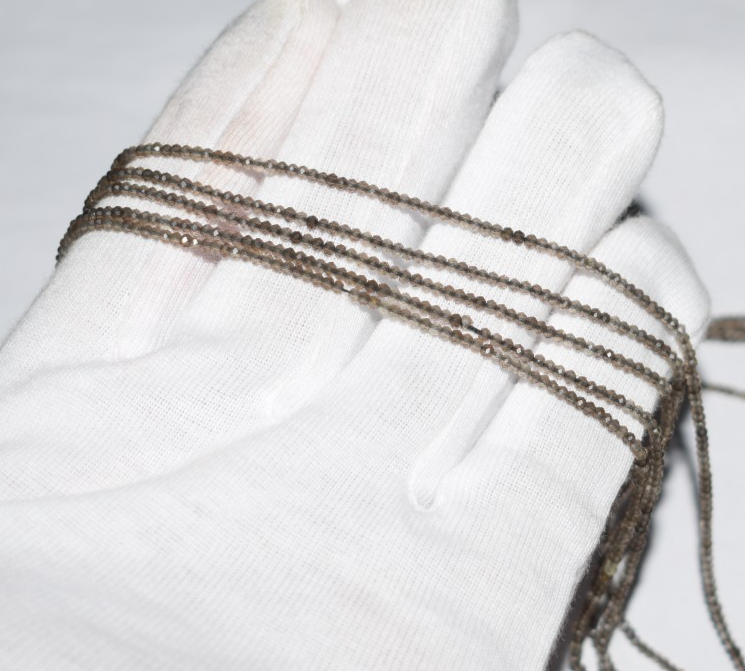 Natural Smoky Quartz 2mm Rondelle Faceted Beads 12" 1 Line Strand Loose ...
