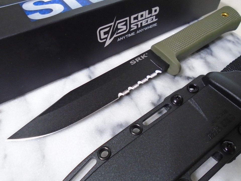 Cold Steel SRK Fixed Blade Knife Full Tang SK-5 Combo Edge 49LCKSODBK ...