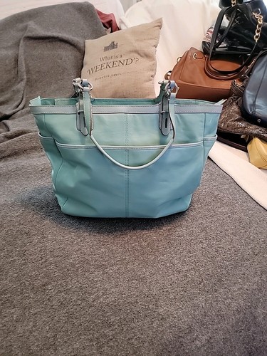 Coach Sky Blue dual-handle zip handbag | eBay