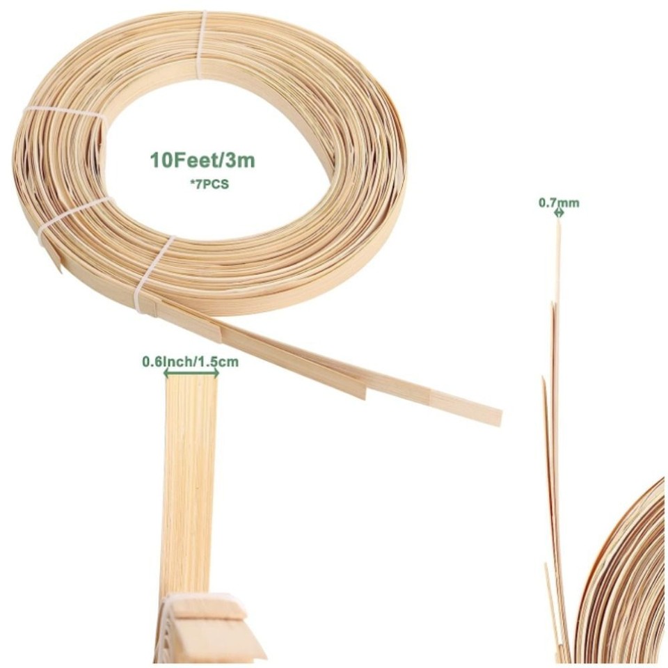 7pcs Flat Cane Reed Wide Strips 0.6 Inch Flat Cane Reed Strips Webbing ...
