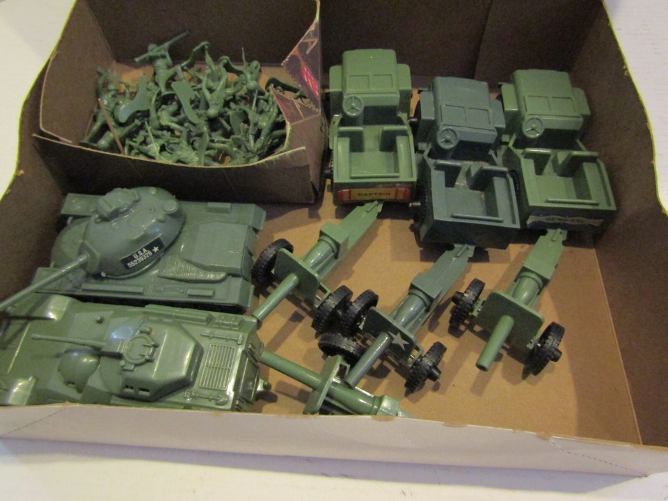 VINTAGE PROCESSED PLASTICS CO ACTION ARMY SET MILITARY SOILDERS TANKS ...