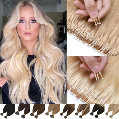 Nano Bonds Nano Tip Micro Ring Real Remy Human Hair Extensions Full ...