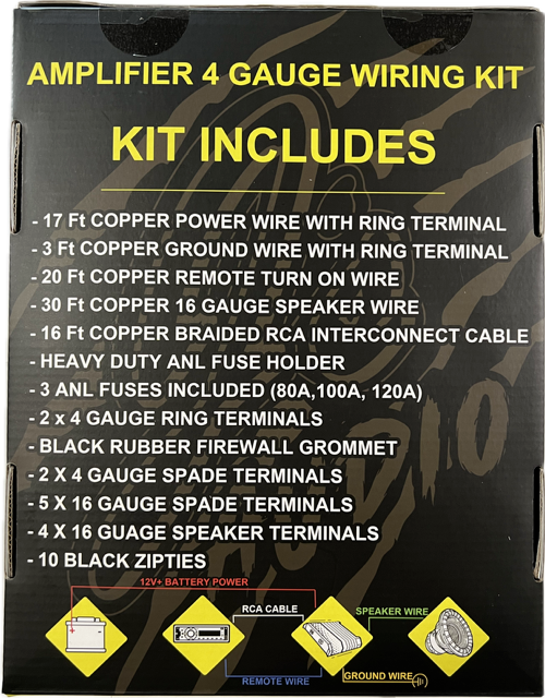 J's Audio 4G Premium Installation Kit Amp Wiring Kit OFC Copper Braided ...