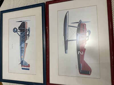 Richard “Dick” Locher Collectible vintage aviation art prints 2pcs ...