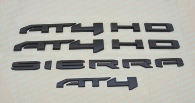 4PCS Matte Black Red AT4 HD Emblems Sierra Letters Fit GMC Sierra ...