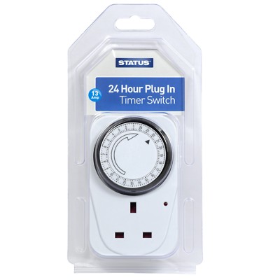 2 x 24 HOUR MAINS PLUG IN TIMER SWITCH TIME CLOCK SOCKET UK PIN LIGHTS ...