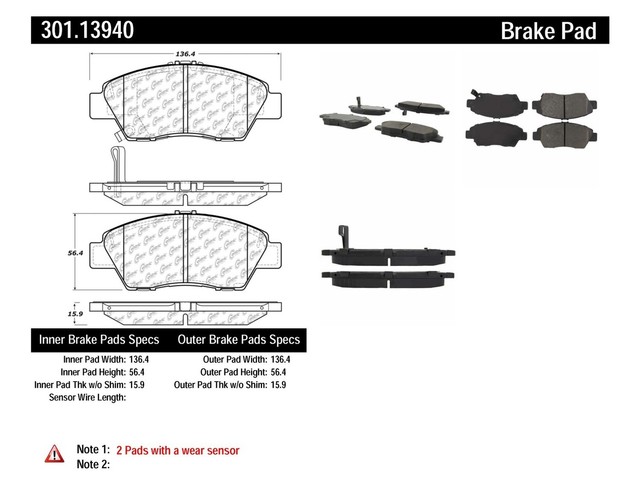 Disc Brake Pad Set-GAS Front Centric 301.13940 for sale online | eBay