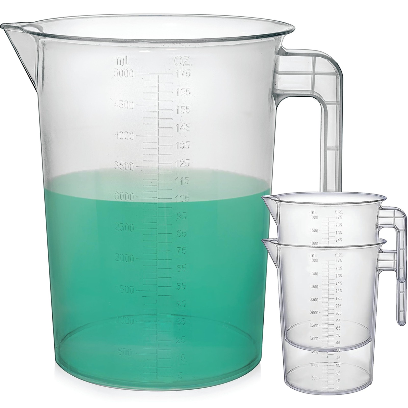 3 Pack 5 Liter Measuring Pitcher 1.3 Gallon Shatterproof Plastic ...