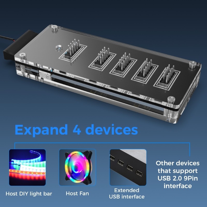 USB 9Pin Header Connectors Risers Board 50cm Extension Cable 4Pin Power ...