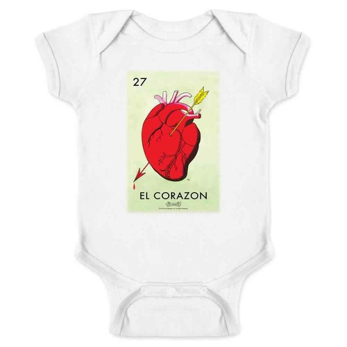 El Corazon Heart Loteria Card Mexican Bingo Baby Bodysuit | eBay