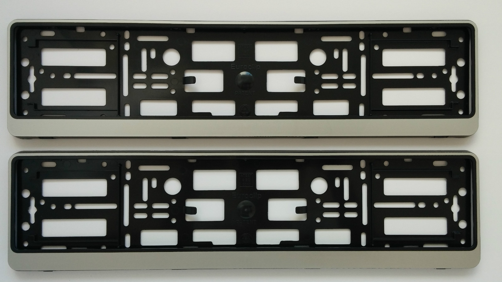 PAIR SILVER NUMBER REGISTRATION PLATE SURROUNDS HOLDER FRAME FOR ALL ...