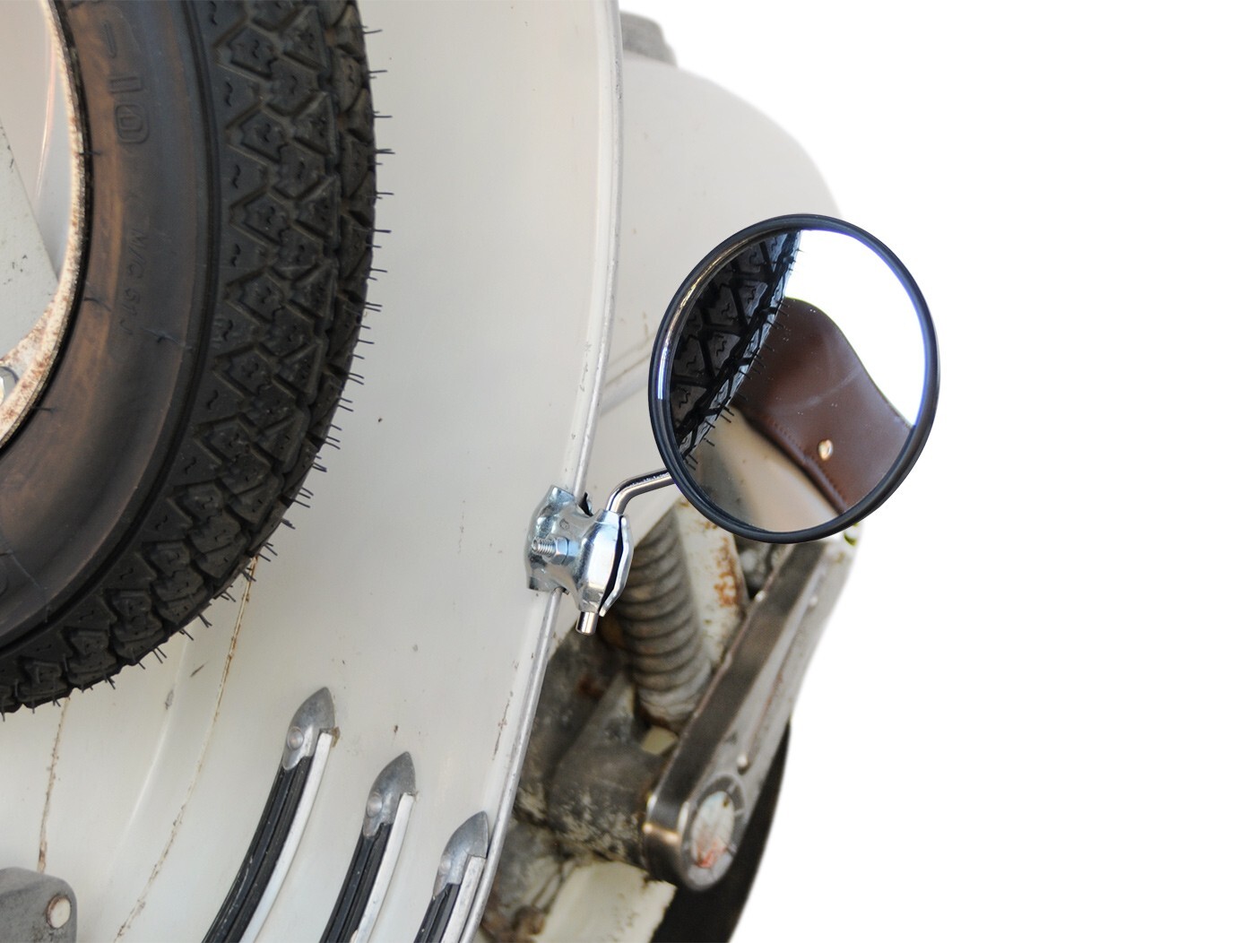 Right Side 105mm Round Legshield Clamp On Mirror Chrome Vespa Lambretta ...