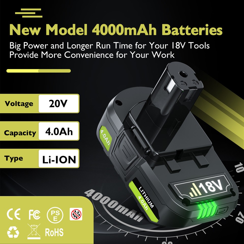 For Ryobi PBP003 PBP005 2Ah 4Ah 8Ah 18V One Lithium P108 ...