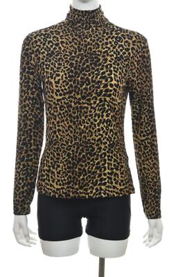 Mixit Womens Top Size M Black Brown Animal Print Blouse Long Sleeve ...