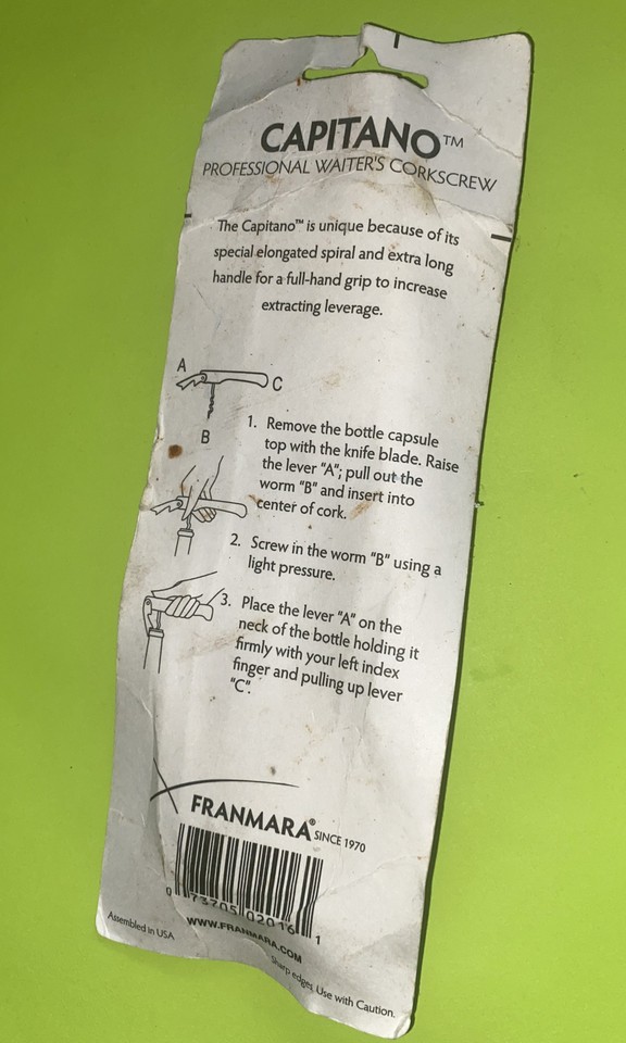 *NOS* CAPITANO FANMARA-BAR TOOL/CORK SCREW/BOTTLE OPENER-FREE SHIPPING ...