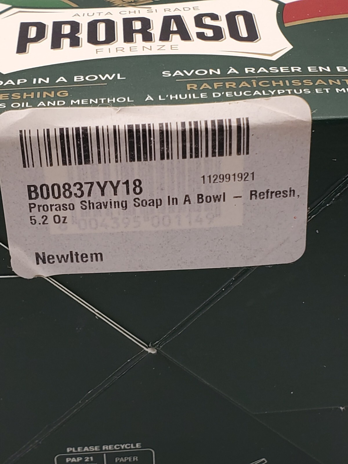 PRORASO Shaving Soap W/ Eucalyptus Oil and Menthol 150 ml / 5.2 oz B140 | eBay