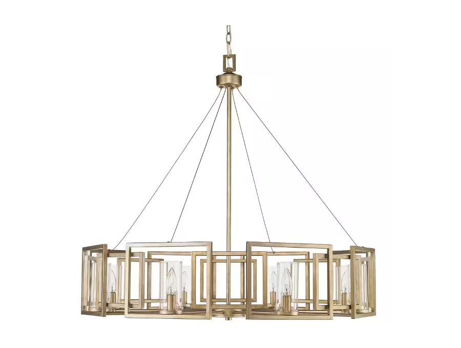 Golden Lighting Marco 8-Light White Gold Chandelier with Clear Glass ...