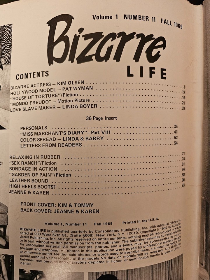 Bizarre Life Magazine Vol 1 No 11- Fall 1969 Adult Leather SM | eBay