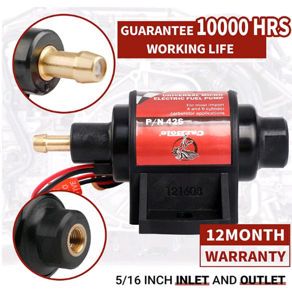 Gasoline Pump Electric Fuel Transfer Pump Universal 12V 1-2A 28GPH 2-3. ...
