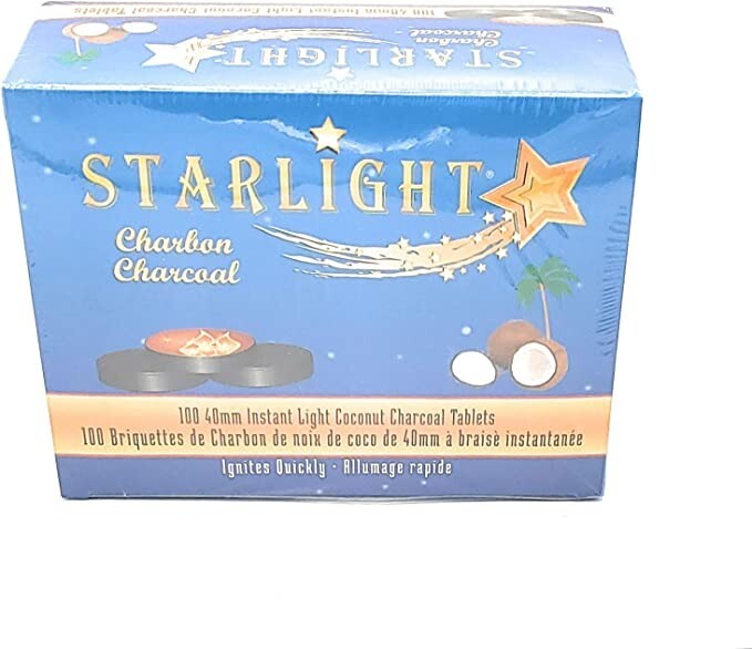 Starlight Coconut Instant Hookah Coals - 100 Charcoals Per Box, 35MM ...