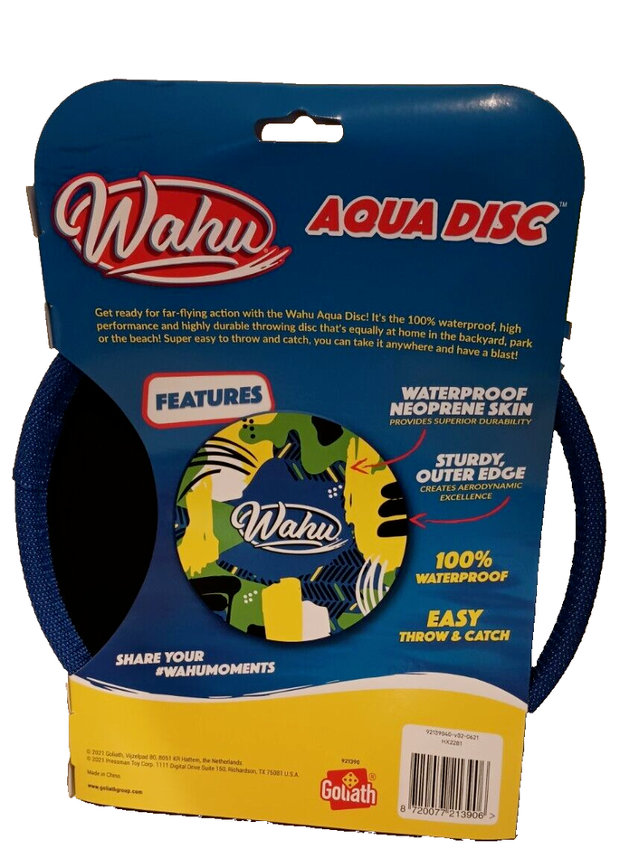 Wahu Aqua Disc Blue/Green/Yellow Soft Easy Catch All Weather Neoprene ...