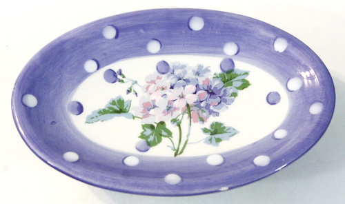 Waverly Blossom Hill Soap Dish Floral Hydrangea Polka Dot Stripe ...