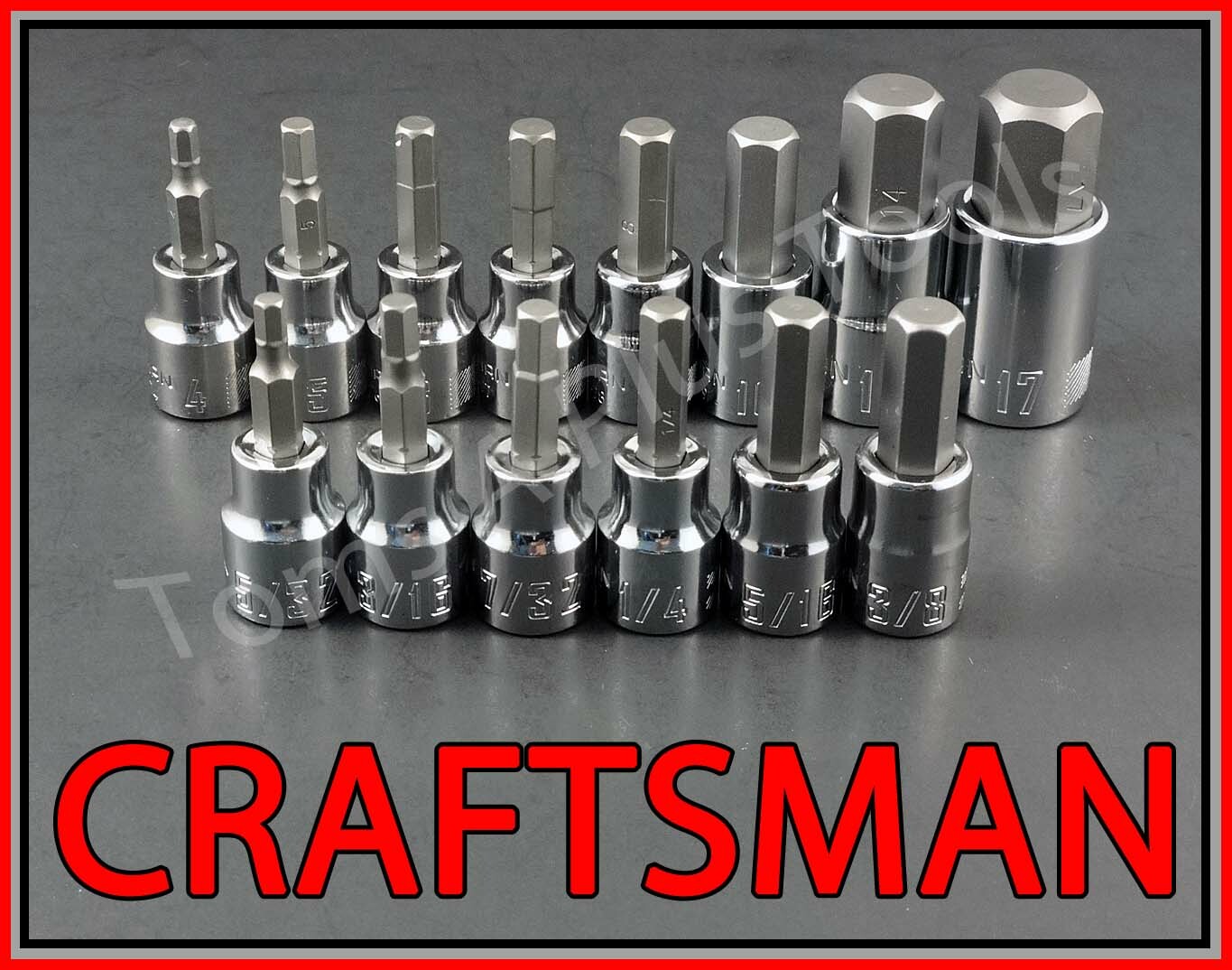 CRAFTSMAN 14pc 3/8 1/2 SAE METRIC Hex Allen key bit ratchet wrench ...