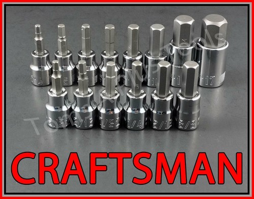 CRAFTSMAN 14pc 3/8 1/2 SAE METRIC Hex Allen key bit ratchet wrench ...