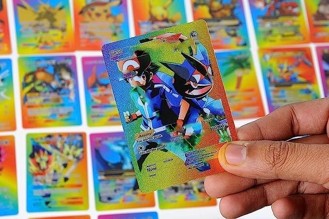 Pokemon 55 PCS Rainbow Foil Card Assorted Cards TCG Deck Box Vmax GX ...