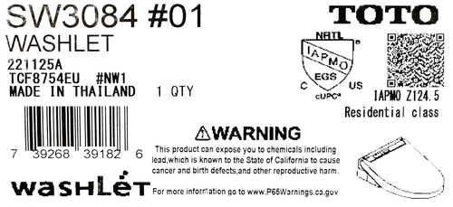 TOTO SW3084#01 C5 Electronic Bidet Seat w/PREMIST, EWATER+ Cotton White ...
